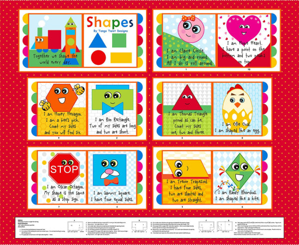 Shapes Fabric Book Panel to sew | Quilt Girls®| QuiltGirls®